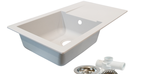 Single Kitchen Sink Platinum Resin 780mm x 435mm Granite Finish