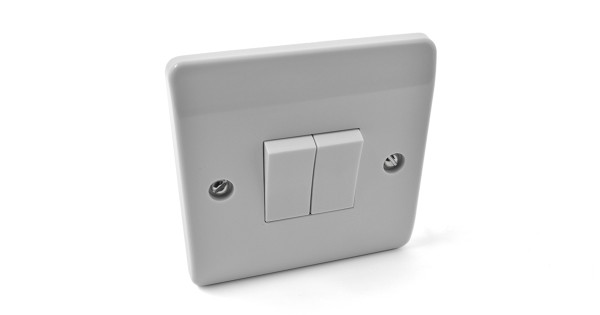 2 Gang 2 Way Light Switch White | 230 Volt Electrical Fittings