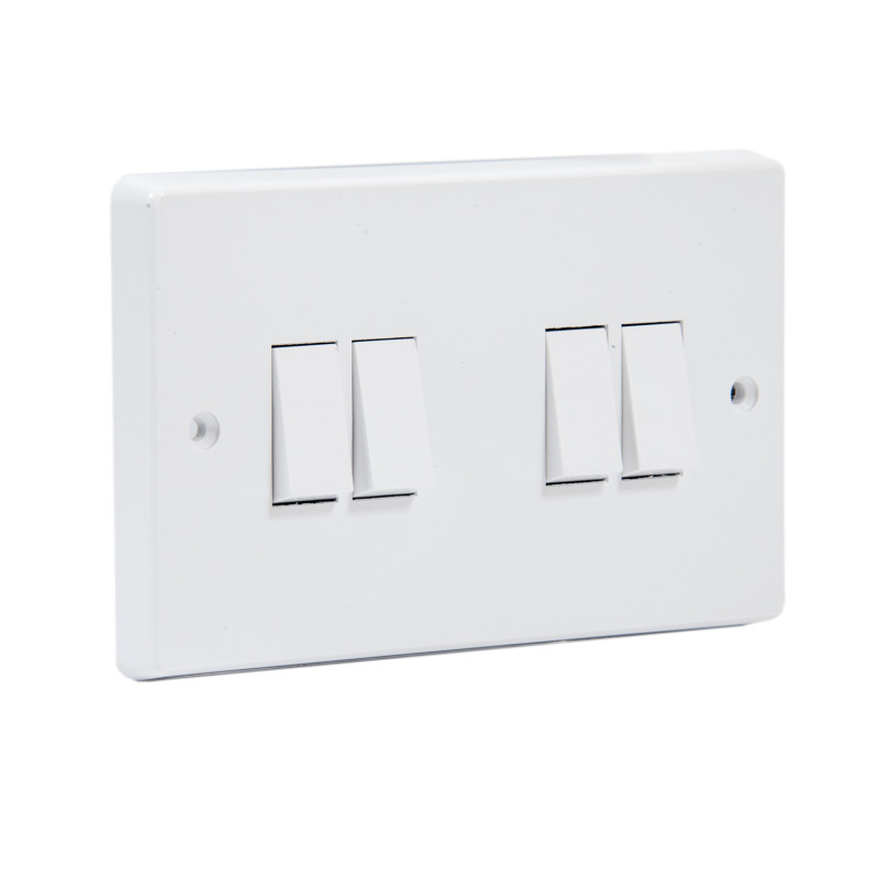 4 Gang 2 Way Light Switch White | 230 Volt Electrical Fittings